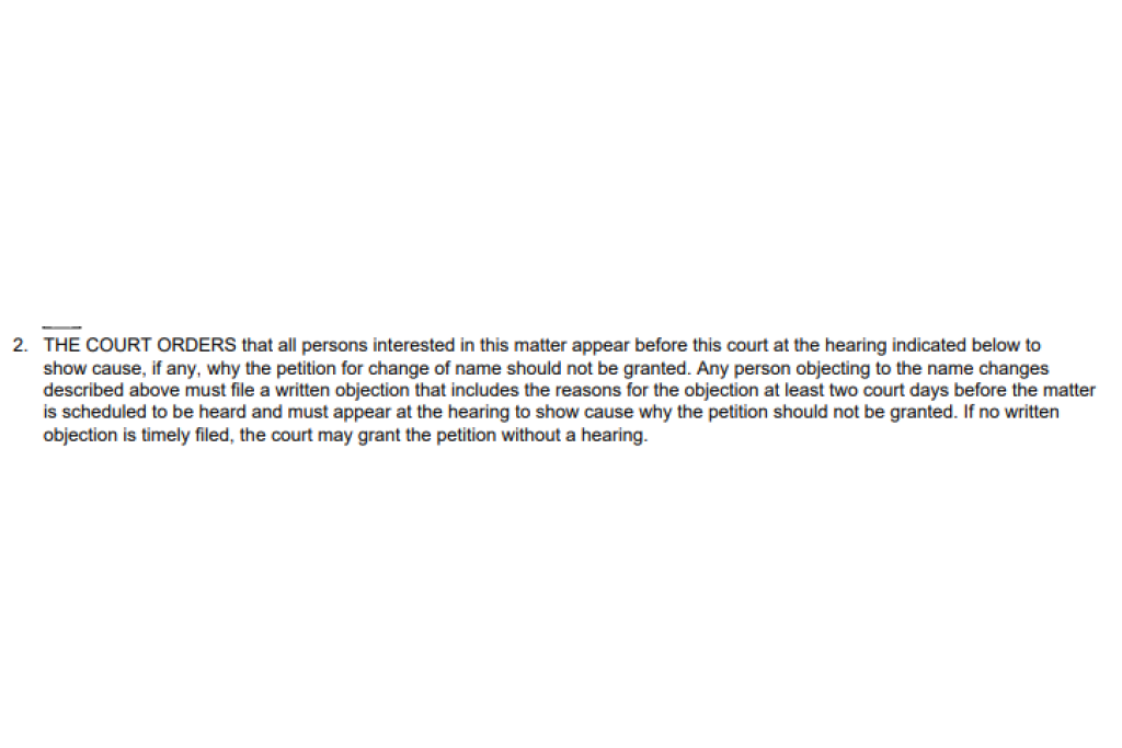 Orden de presentar motivos justificativos—Cambio de nombre (formulario ...