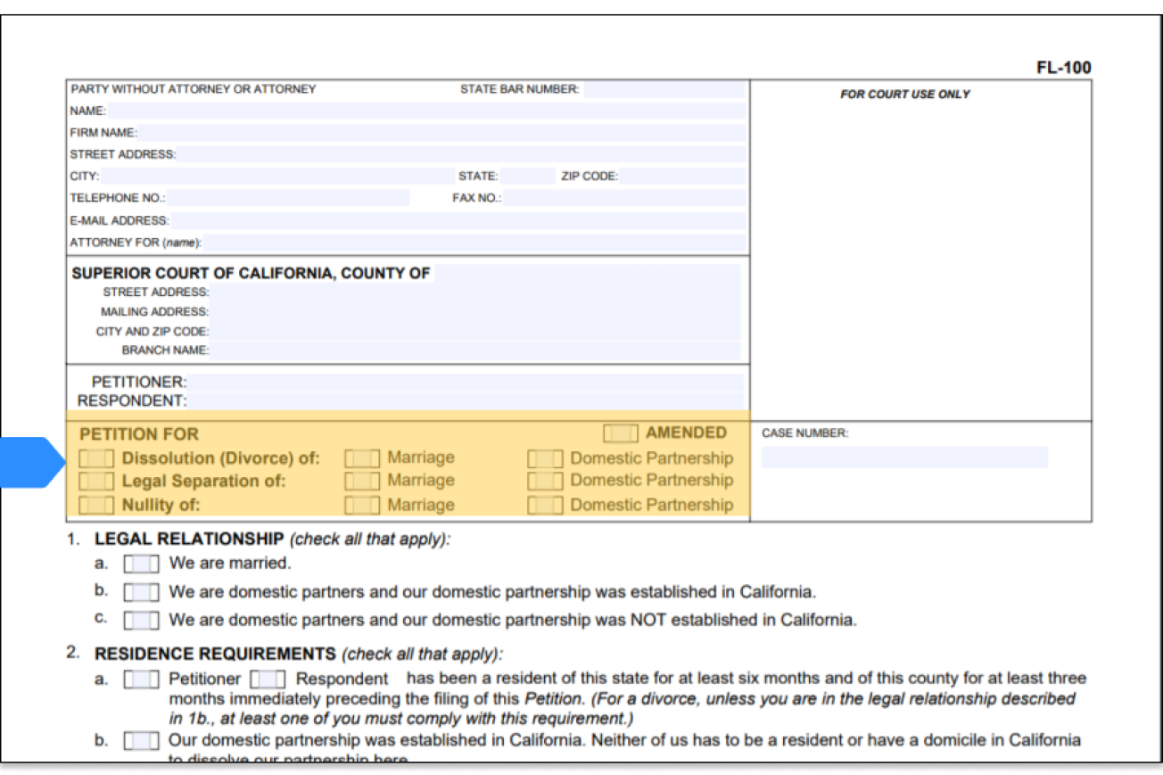 Petition and Summons (FL-100 and FL-110) | California Courts | Self ...